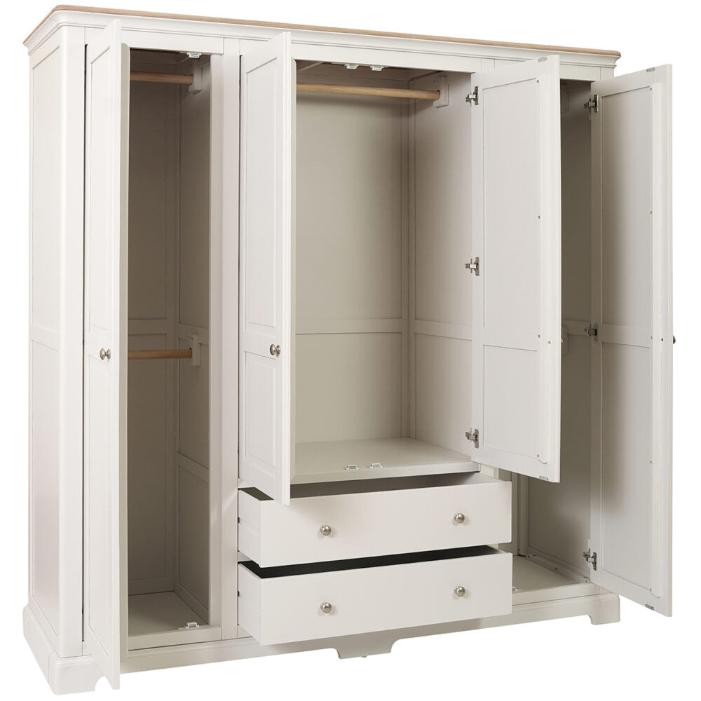 Quad wardrobe with drawers store